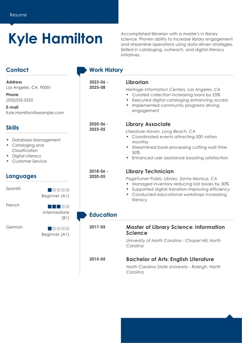 Librarian Resume: Examples, Skills, & Job Description